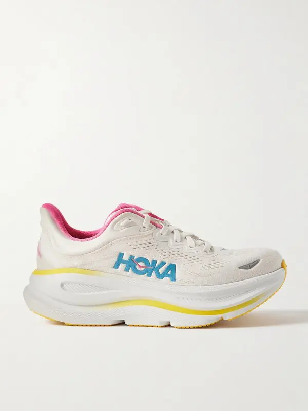 HOKA® Bondi 9 Rubber-trimmed Mesh Sneakers - Off-white