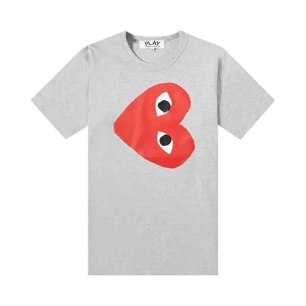 Play Comme Des Garcon T-shirt With Red Heart - Grey