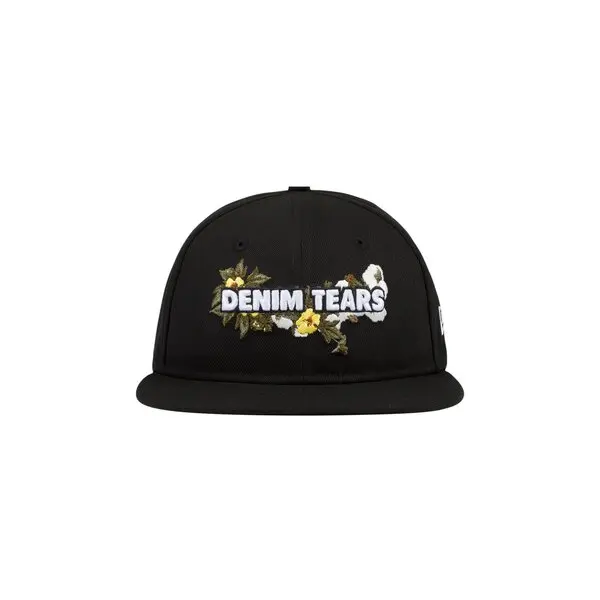 DENIM TEARS Floral Logo Cap - Black