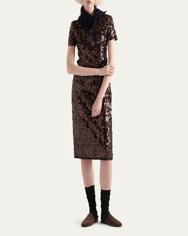 Prada Sequined Short-sleeve Top