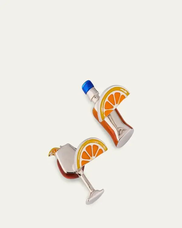 JAN LESLIE Spritz Cocktail Enamel Cufflinks