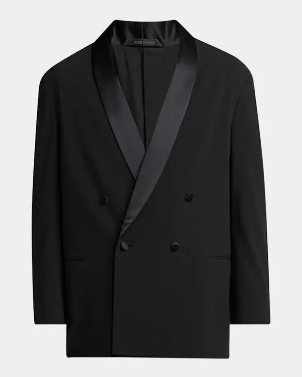 Giorgio Armani Oversized Double-breasted Wool Tuxedo Set - Black