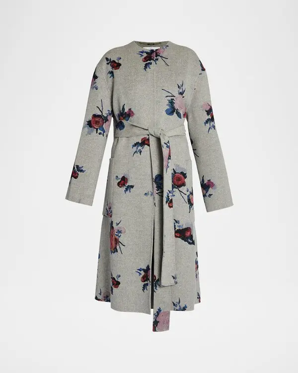 Erdem Floral Print Wool Coat