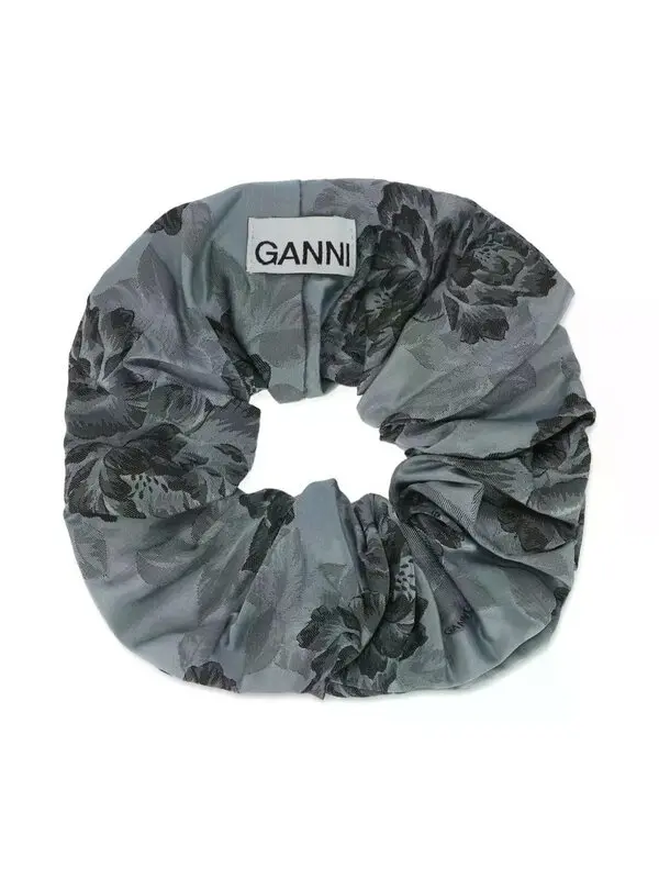 Ganni Floral-Print Scrunchie In Blue - 31% Off | Editorialist