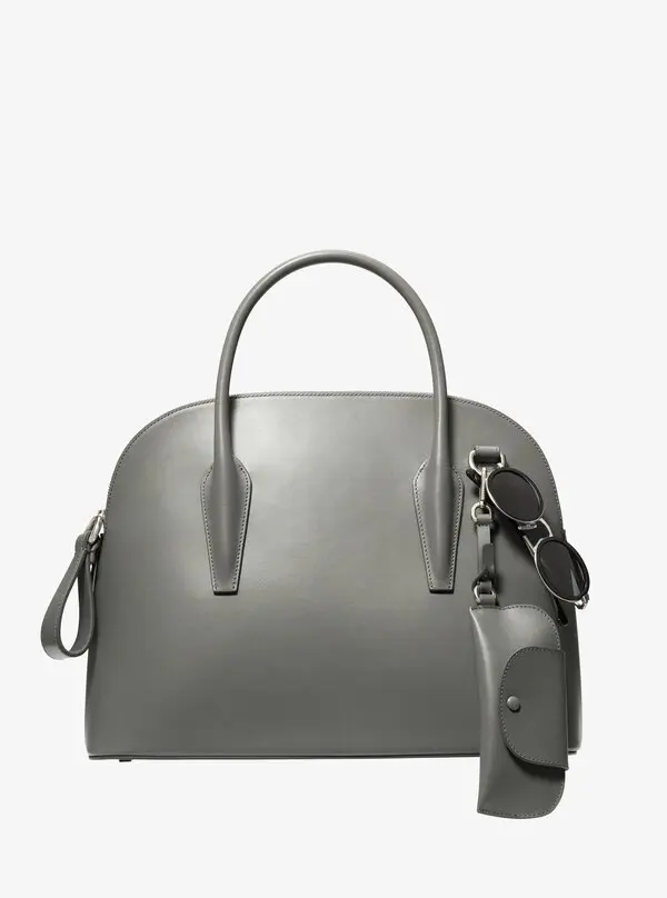 Michael Kors Kaitlin Large Leather Dome Satchel - Grey