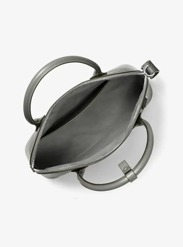 Michael Kors Kaitlin Large Leather Dome Satchel - Grey