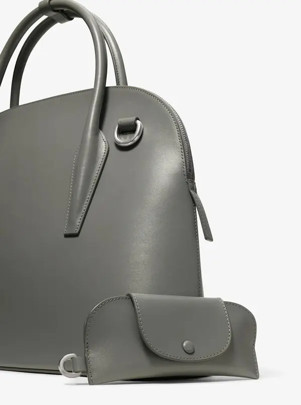 Michael Kors Kaitlin Large Leather Dome Satchel - Grey