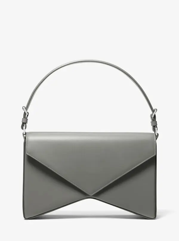 Michael Kors Manhatta Large Leather Shoulder Bag - Grey