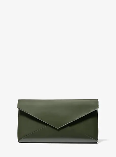 Michael Kors Jeanne Medium Leather Envelope Clutch - Green