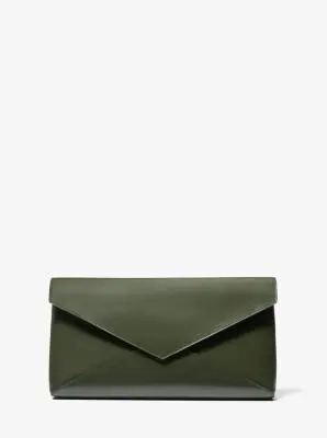 Michael Kors Jeanne Medium Leather Envelope Clutch - Green