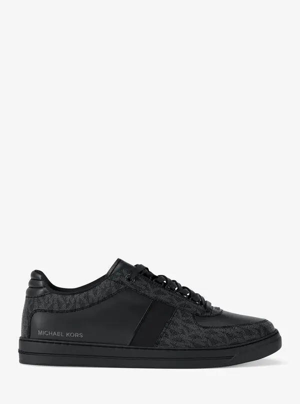 Michael Kors Brady Signature Logo And Leather Low Top Sneakers - Black