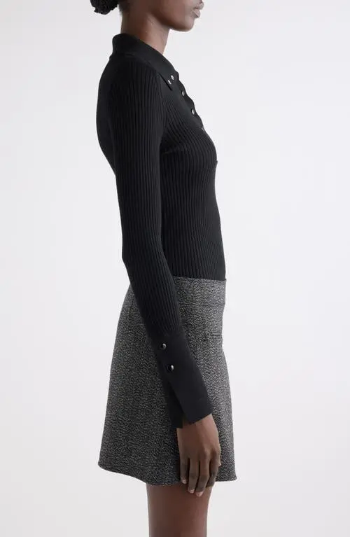 COURREGES Light Rib Cotton & Merino Wool Half Snap Sweater