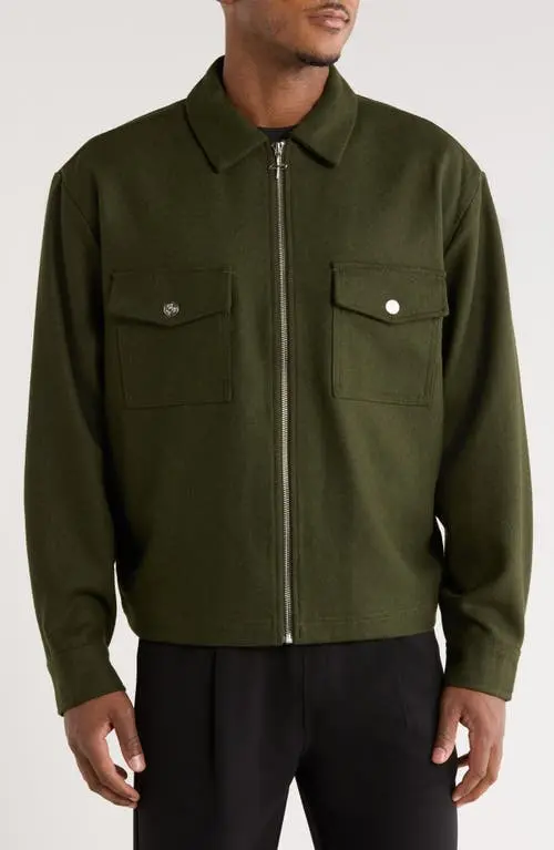 SANTO STUDIO Trapani Wool-blend Zip-up Jacket - Military