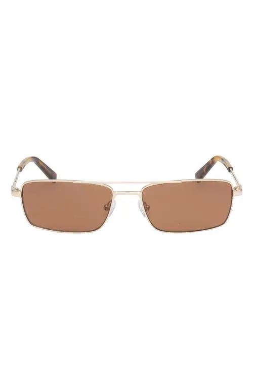 Abercrombie 57mm Square Sunglasses - Gold/solid Dark Brown Lens