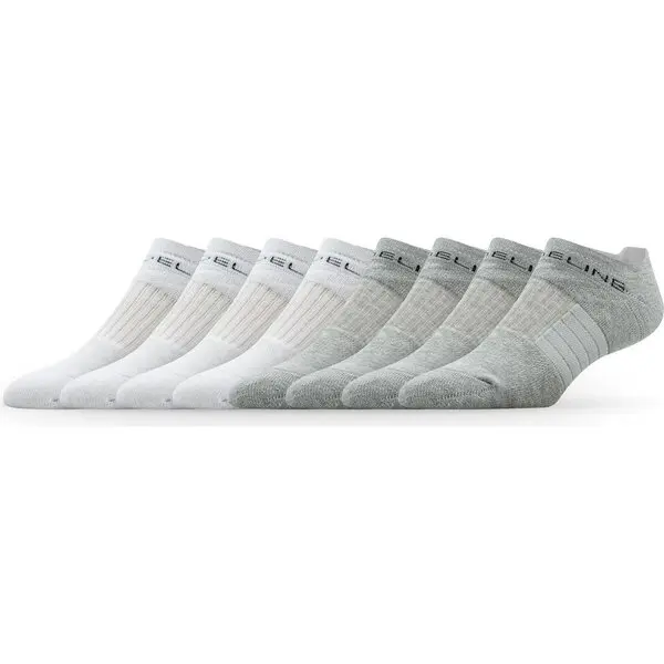 STRIDELINE Premium Assorted Ankle Socks 8 Pack - White & Grey