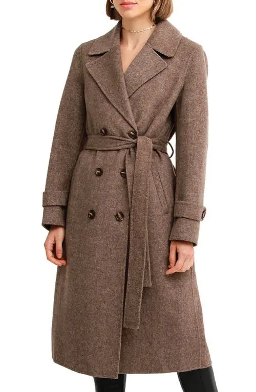 BELLE & BLOOM Belted Wool-blend Coat - Walnut