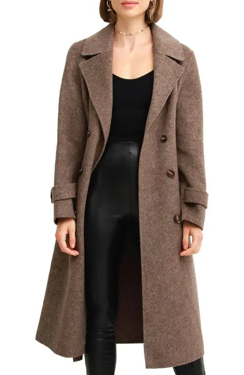 BELLE & BLOOM Belted Wool-blend Coat - Walnut
