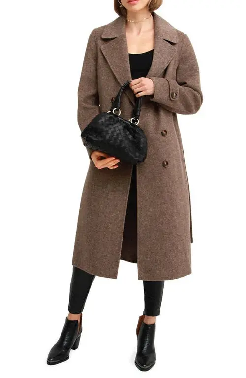 BELLE & BLOOM Belted Wool-blend Coat - Walnut