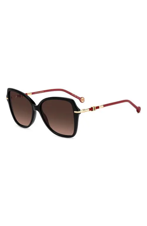 Carolina Herrera 56mm Butterfly Sunglasses - Black Pink/brown Sf
