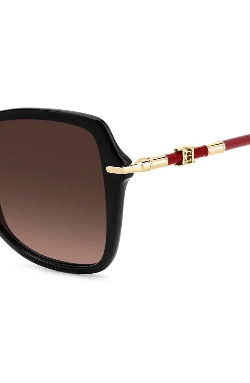 Carolina Herrera 56mm Butterfly Sunglasses - Black Pink/brown Sf
