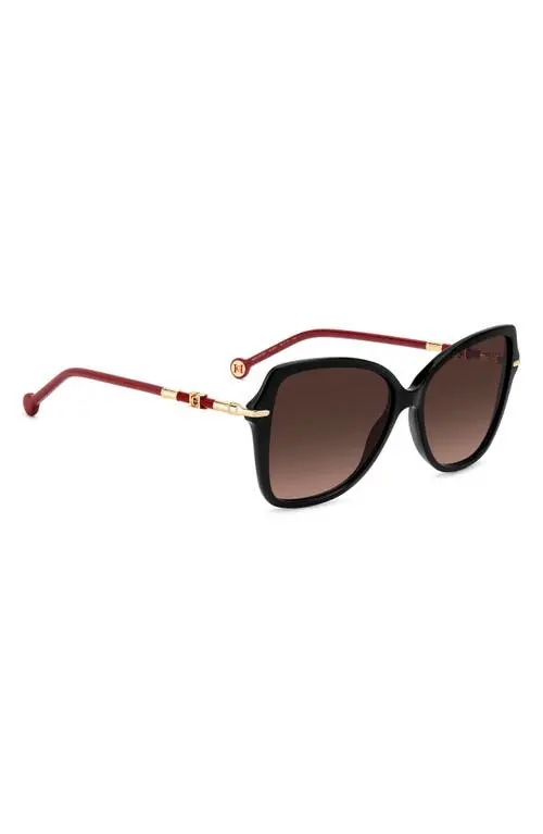 Carolina Herrera 56mm Butterfly Sunglasses - Black Pink/brown Sf