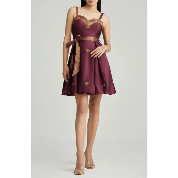 HOLICHIC Gianna Fit & Flare Silk Dress