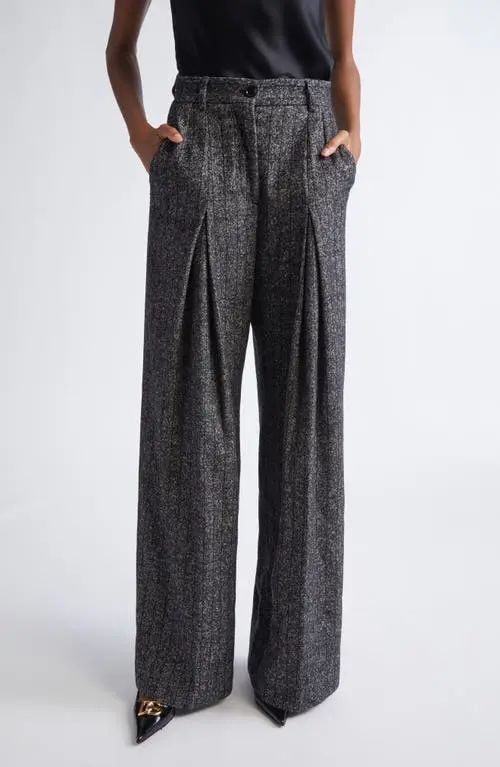 Dolce & Gabbana Pleated Stripe Virgin Wool Blend Pants