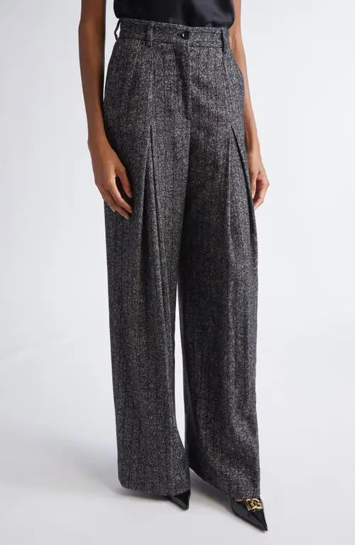 Dolce & Gabbana Pleated Stripe Virgin Wool Blend Pants