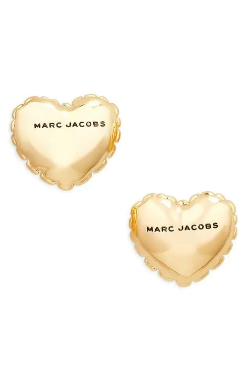 Marc Jacobs Micro Heart Balloon Stud Earrings - Light Antique Gold