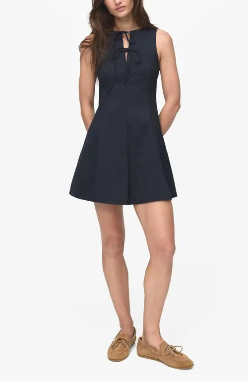Mango Deni Tie Front Fit & Flare Mini Dress