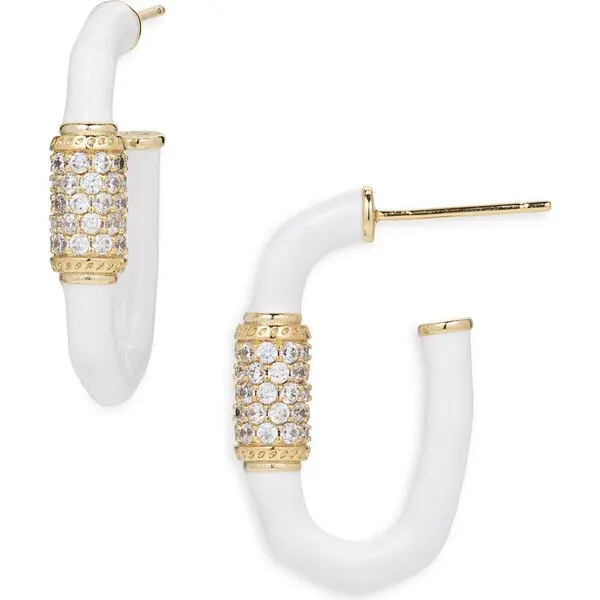 Kendra Scott Emery Enamel Hoop Earrings - Gold White Mix