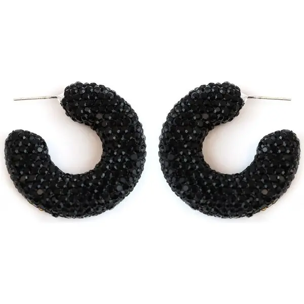 PANACEA Jet Crystal Hoop Earrings - Black