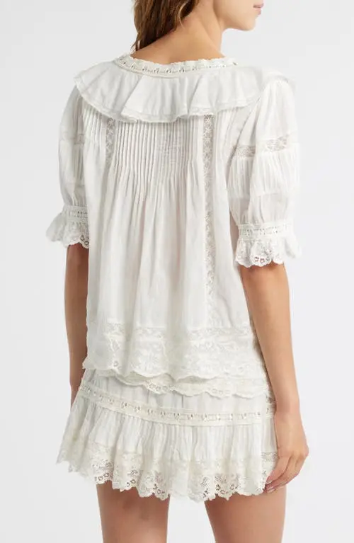 LoveShackFancy Ruffle And Lace Top - Off White