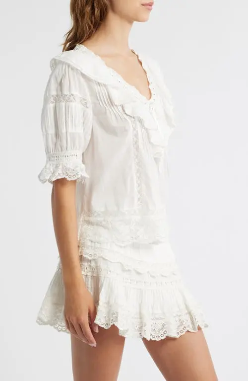 LoveShackFancy Ruffle And Lace Top - Off White