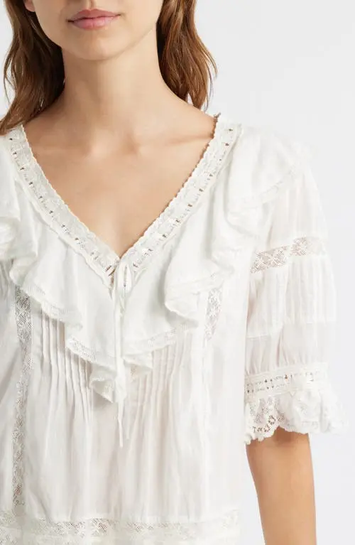 LoveShackFancy Ruffle And Lace Top - Off White