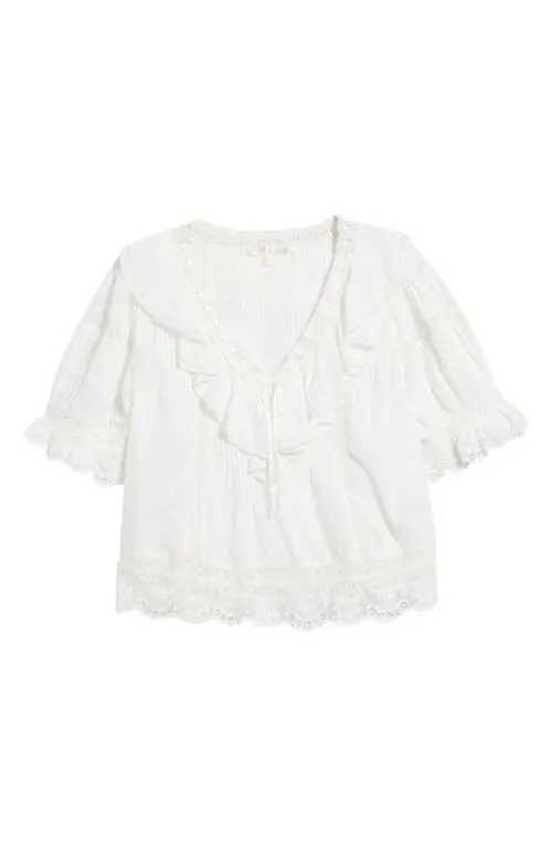 LoveShackFancy Ruffle And Lace Top - Off White