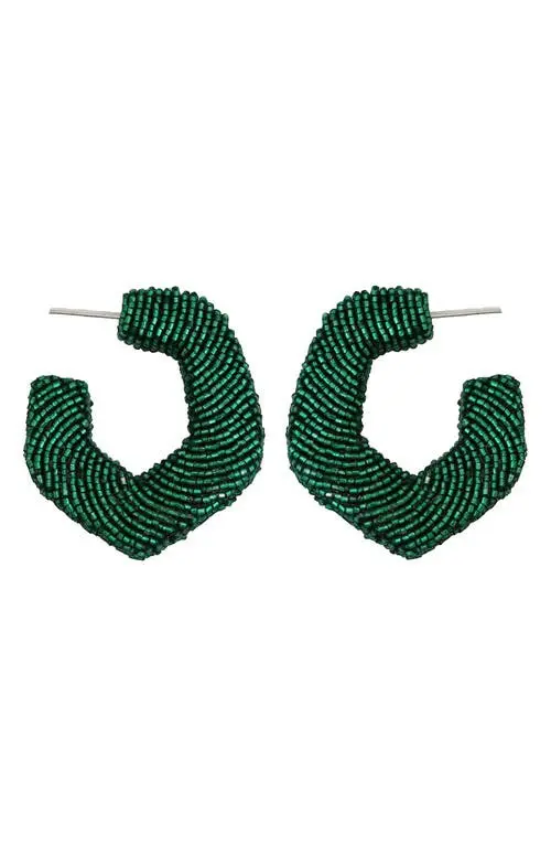 PANACEA Geometric Beaded Hoop Earrings - Green