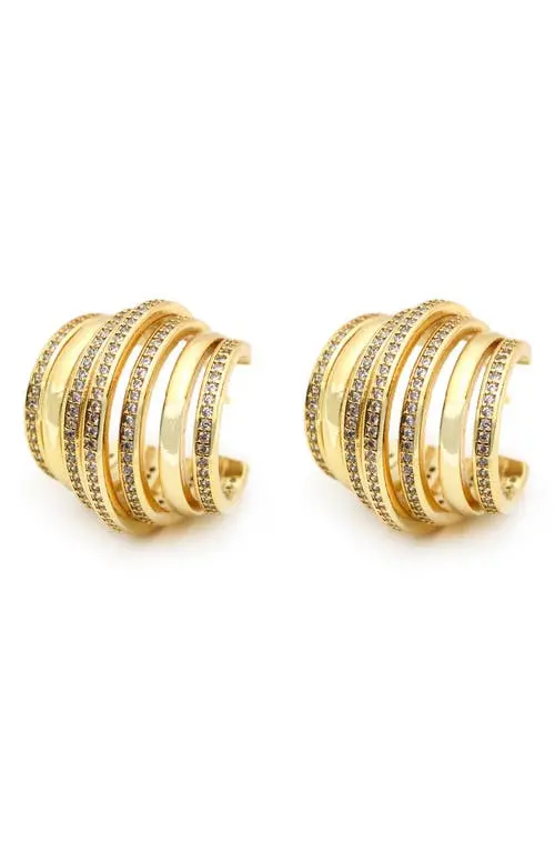 PANACEA Crystal Huggie Hoop Earrings - Gold