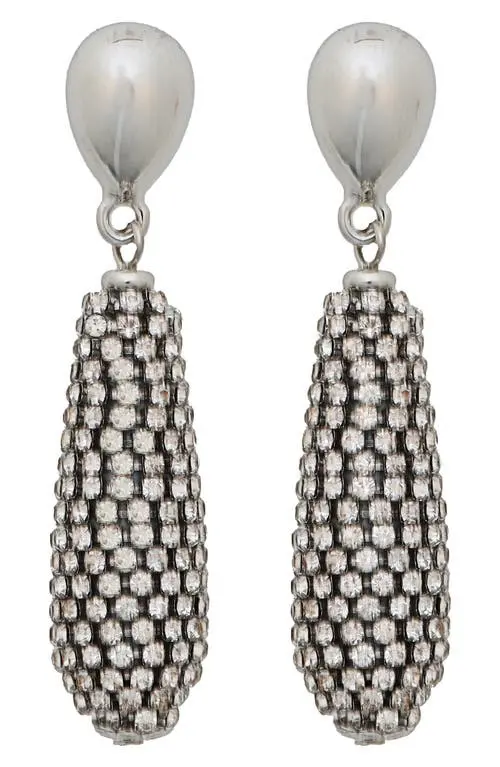 PANACEA Pavé Crystal Drop Earrings - Silver