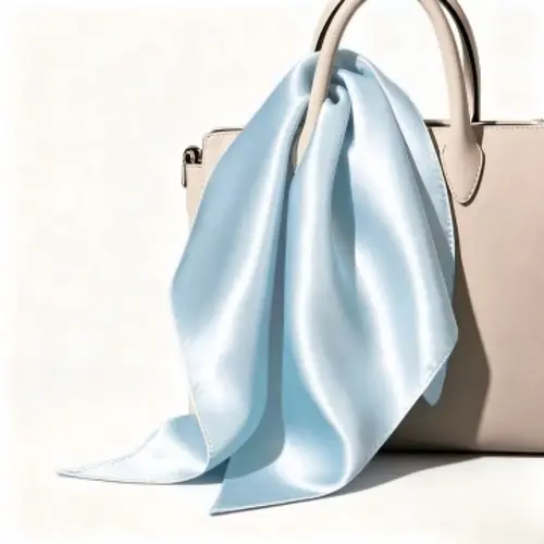 SILKSILKY Mulberry Silk Square Scarf - Light Blue