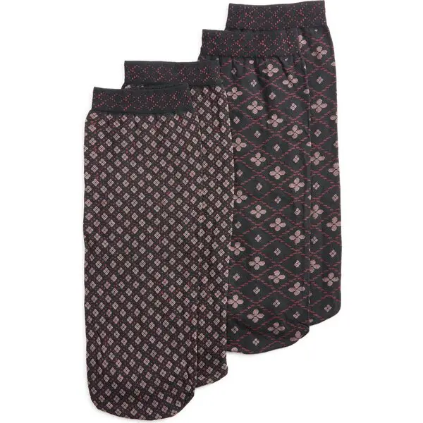 Oroblu 2-pack Patterned Crew Socks - Black/rose