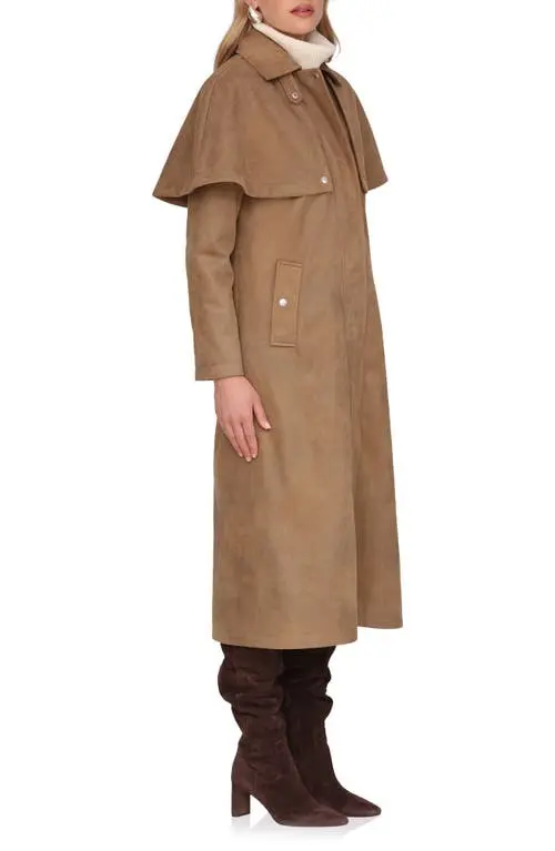 Avec Les Filles Faux Suede Cape Trench Coat