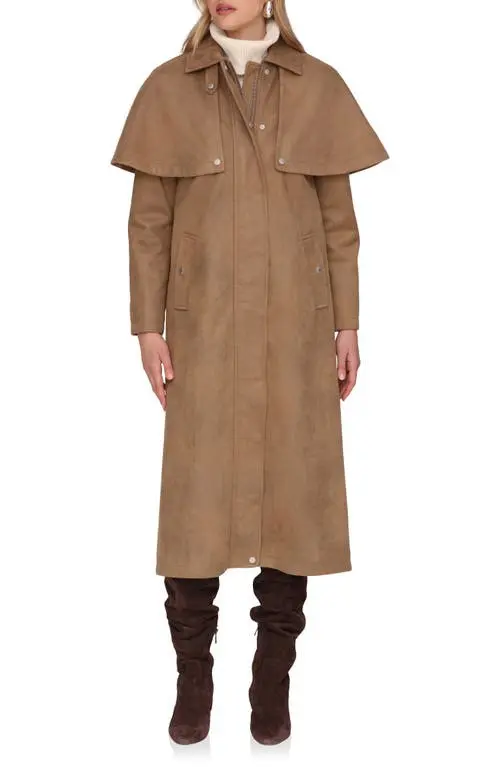 Avec Les Filles Faux Suede Cape Trench Coat