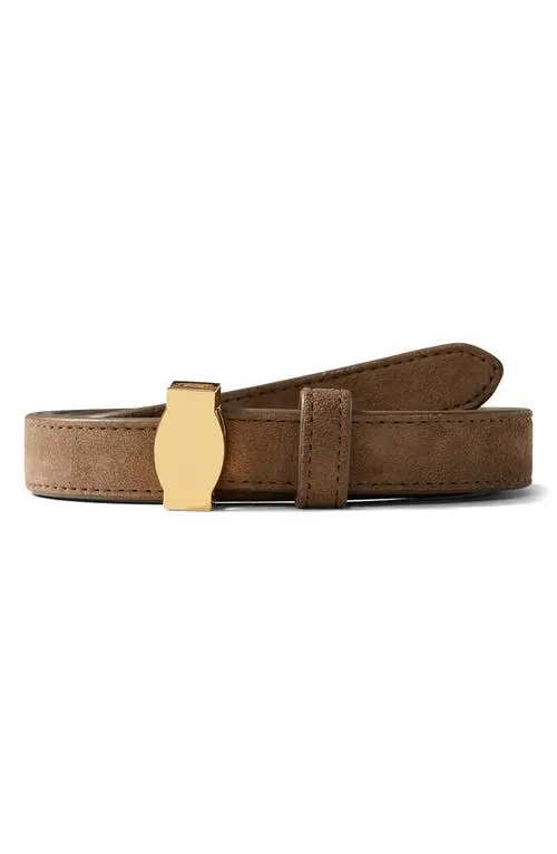 Veronica Beard Suede Belt With Sculptural Buckle - Bark