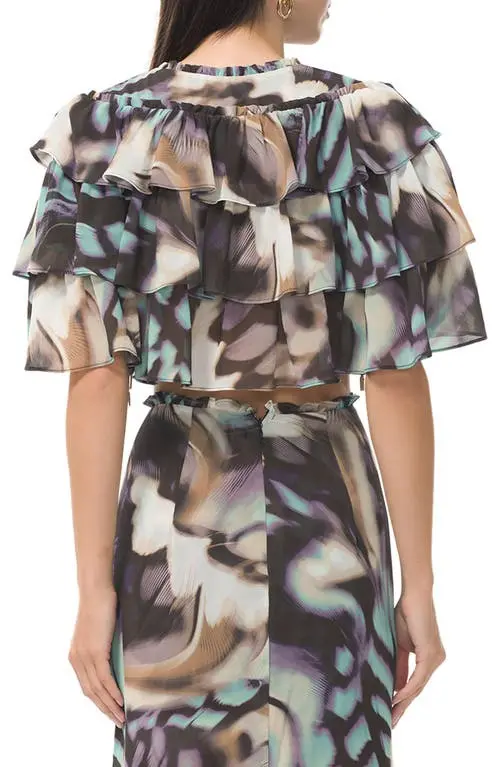 AFRM Abstract Print Tiered Crop Top