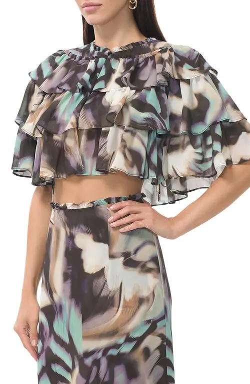 AFRM Abstract Print Tiered Crop Top