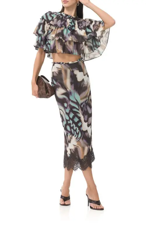 AFRM Abstract Print Tiered Crop Top