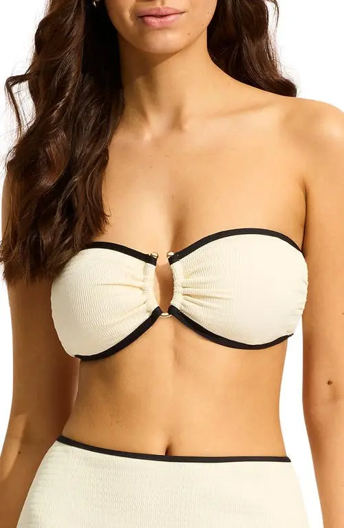 Seafolly Ring Front Bandeau Bikini Top - Ecru