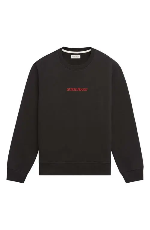 Guess Logo Embroidered Crewneck Sweatshirt - Jblack-black