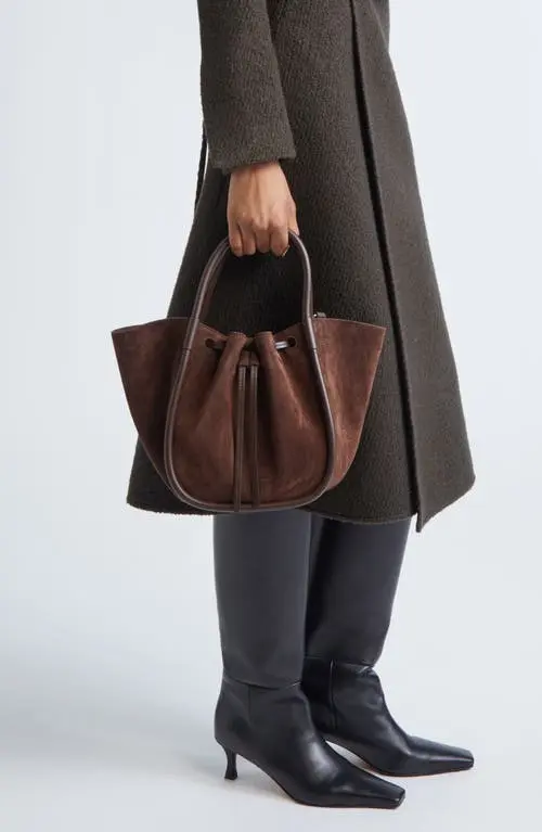 Proenza Schouler Small Ruched Suede Tote - Chocolate